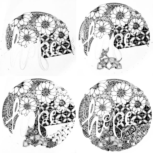 Step by step tutorial on how to draw Zentangle artwork | Black pen art