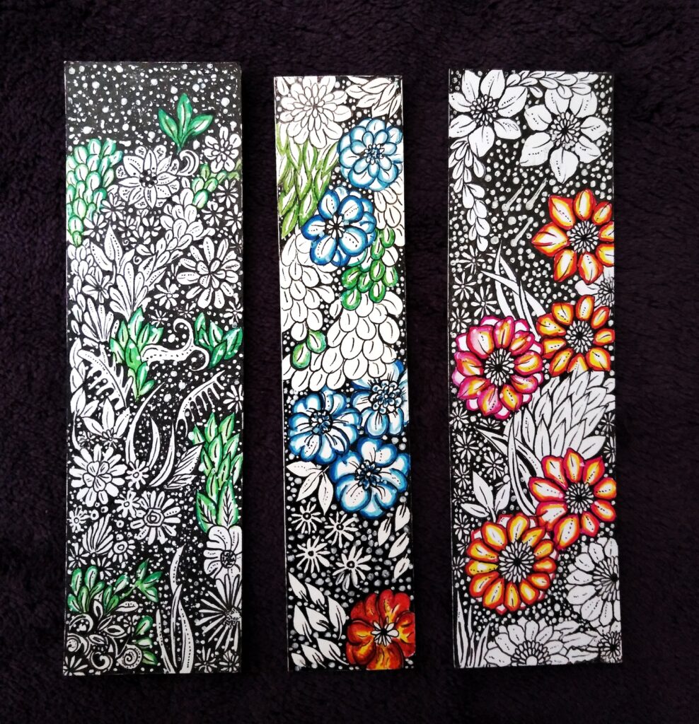 DIY - Floral Bookmark Designs | Blackpen art | Drawing