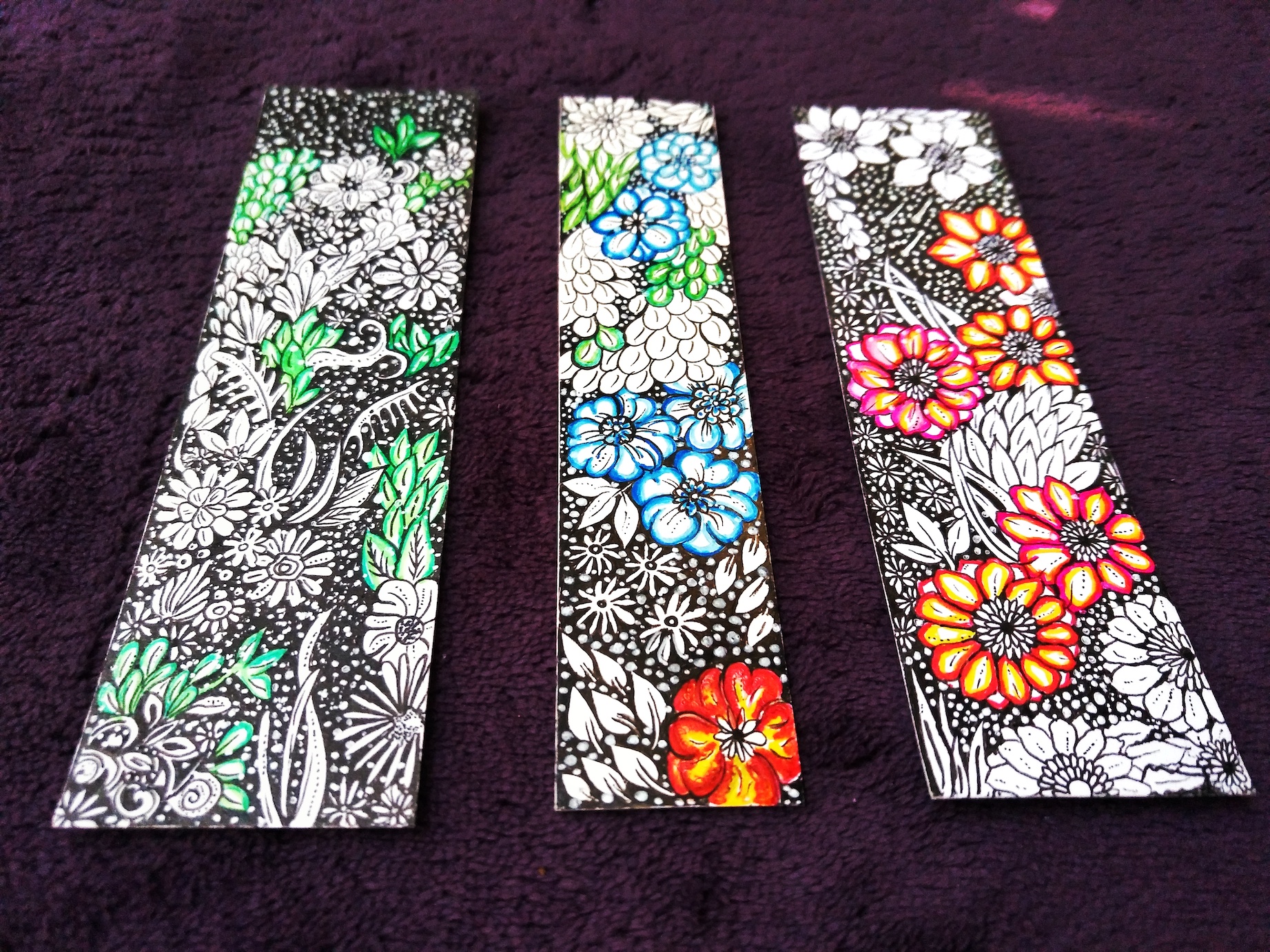 DIY - Floral Bookmark Designs | Blackpen art | Drawing