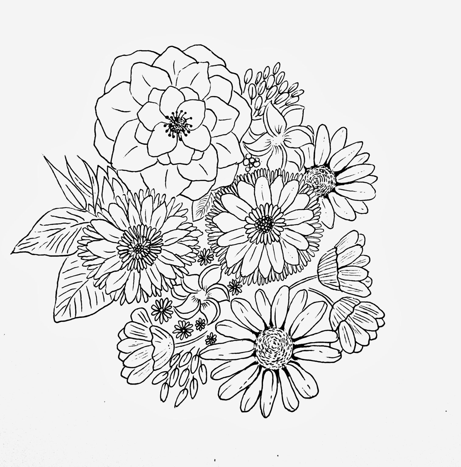 Floral Drawing Tutorial | Black pen Artwork | Hobby