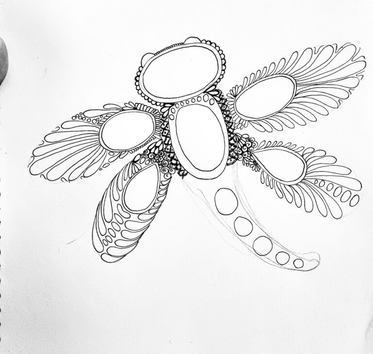 3D Zentangle Gemstone Dragonfly Art Tutorial| Pencil Color|