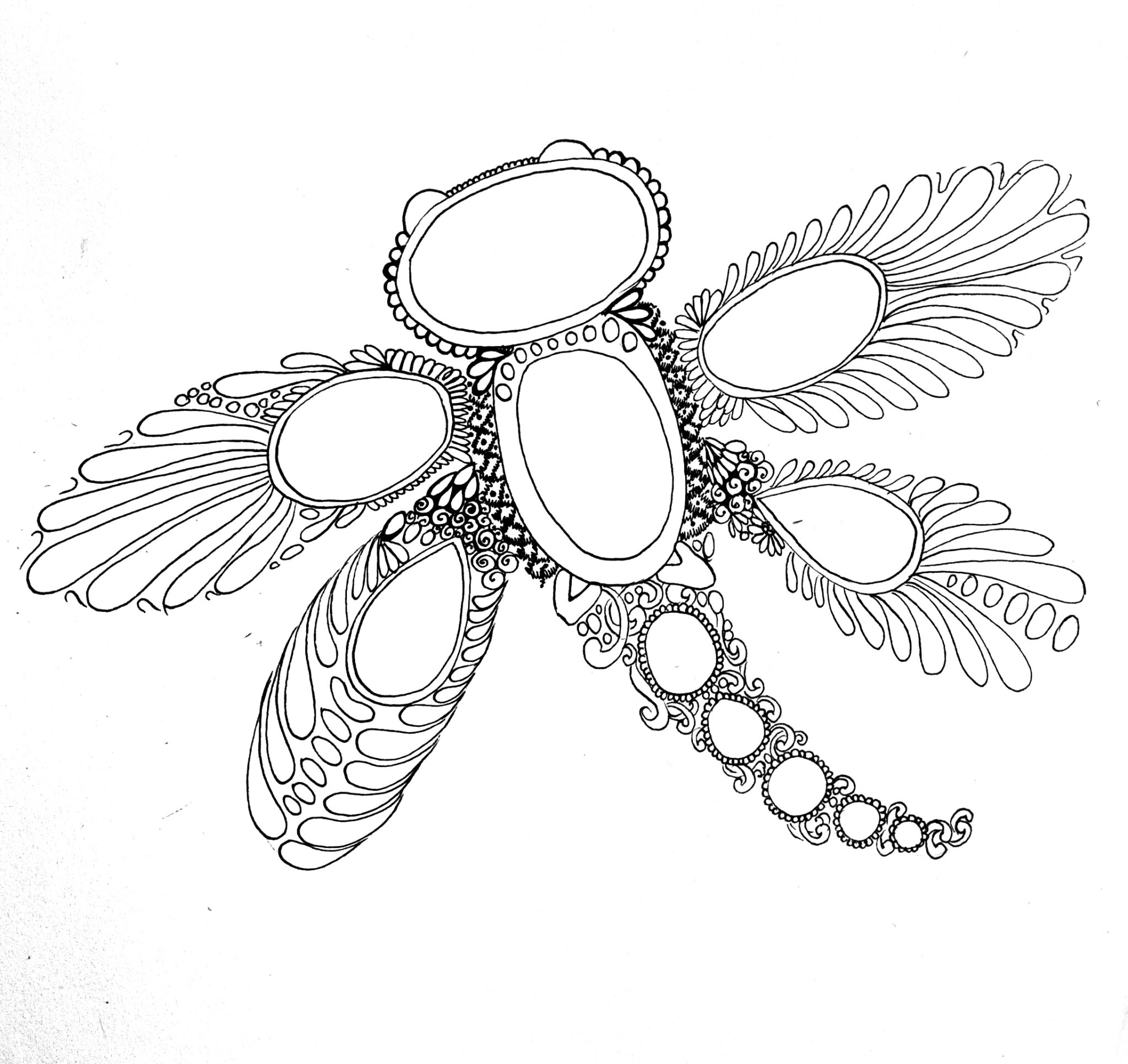 3D Zentangle Gemstone Dragonfly Art Tutorial| Pencil Color|