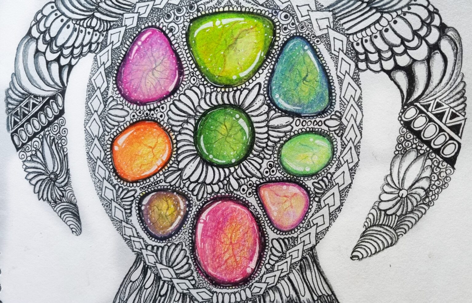 Zentangle, shiny gems, and glowing Jellyfish | Sketchbook drawing ideas