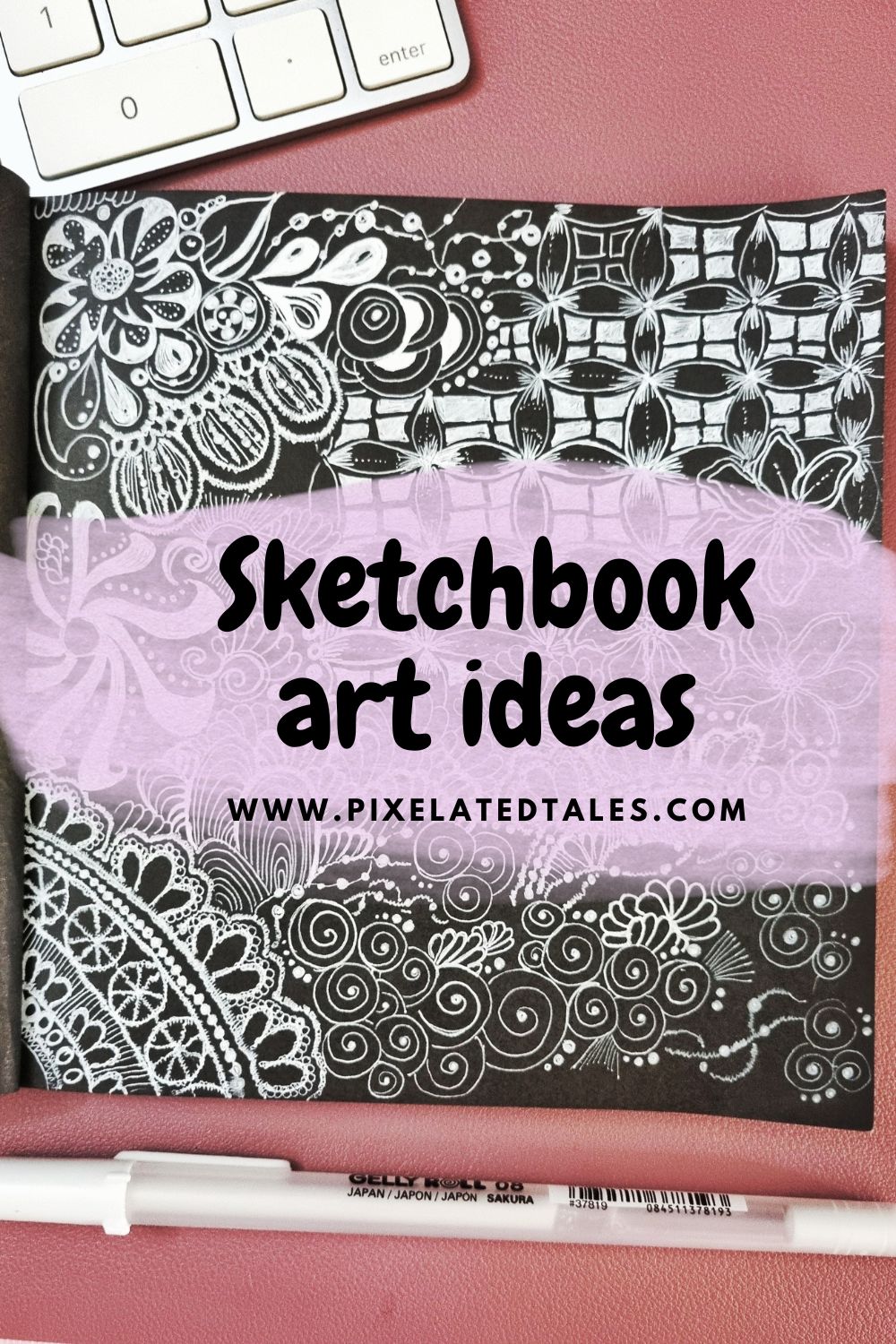 Zentangle, shiny gems, and glowing Jellyfish | Sketchbook drawing ideas