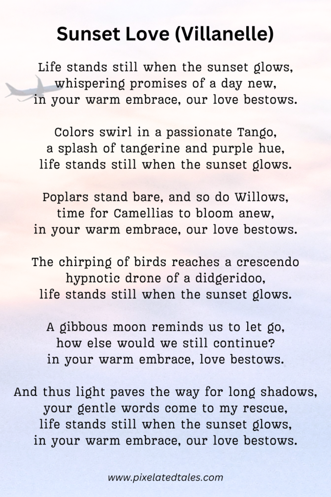 Sunset Love | Villanelle Poetry Type | Creative Writing