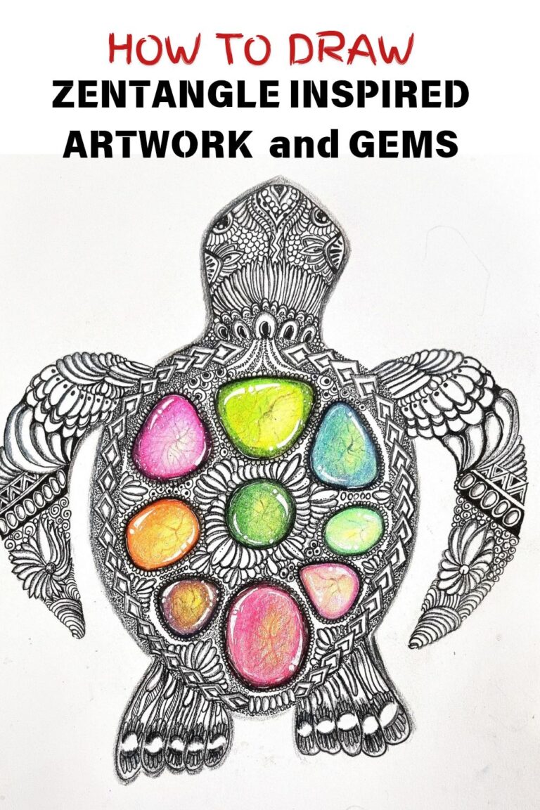 How to draw Zentangle Gem Turtle | Tutorial | Artwork